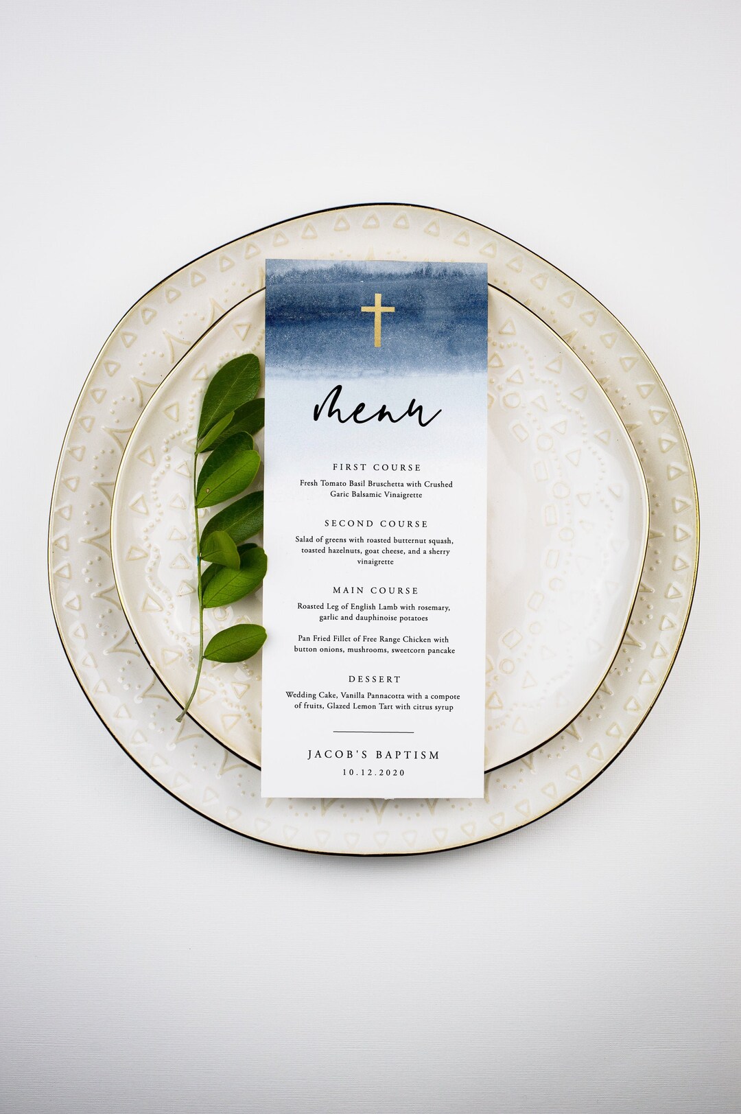 Blue Watercolor Menu Baptism Template, Editable Baptism Menu, Printable ...