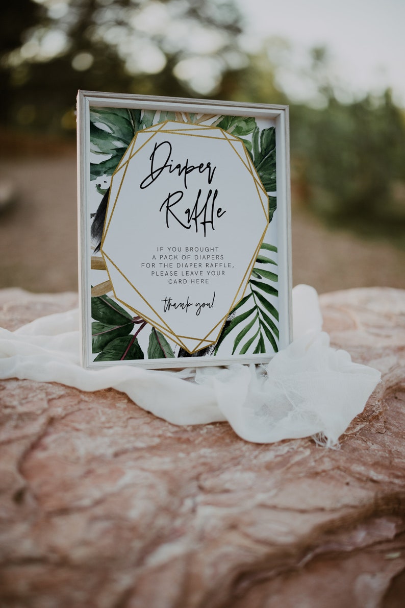 Tropical Diaper Raffle Sign Palm Diaper Raffle Cards Beach - Etsy