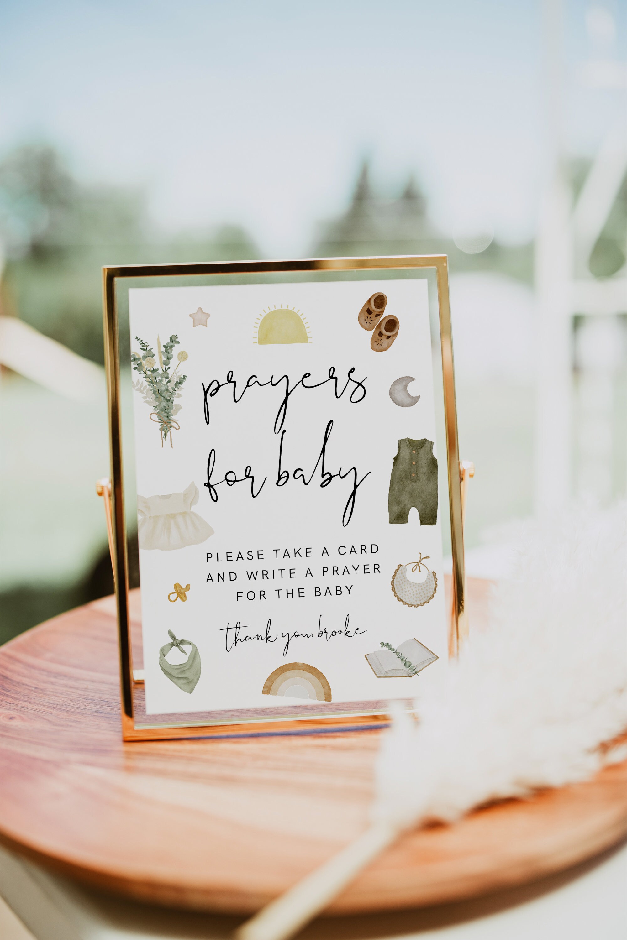 Prayers for Baby Sign Card Template, Clothes Baby Shower, Well Wishes ...