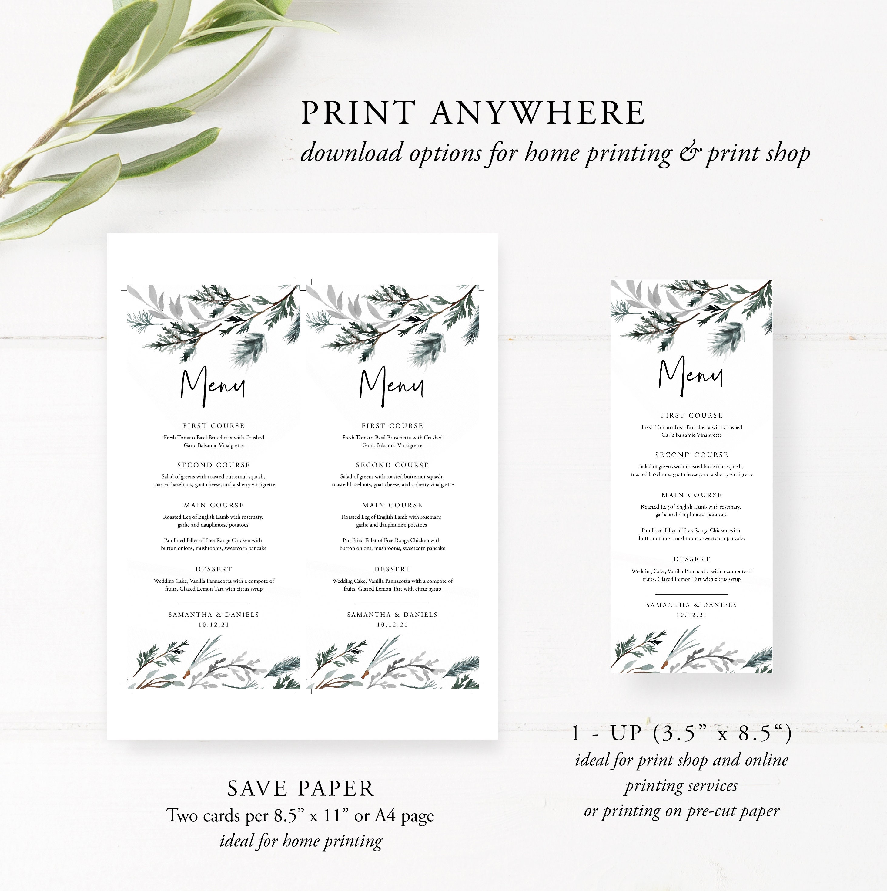 Winter Menu Card Template Christmas Menu Printable Winter - Etsy