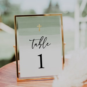 Table Number Template, Baptism Table Numbers, First Communion, Green ...
