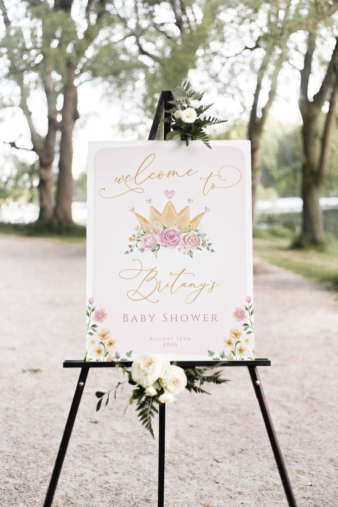 Princess Baby Shower Welcome Sign Template, Royal Girl Baby Shower ...