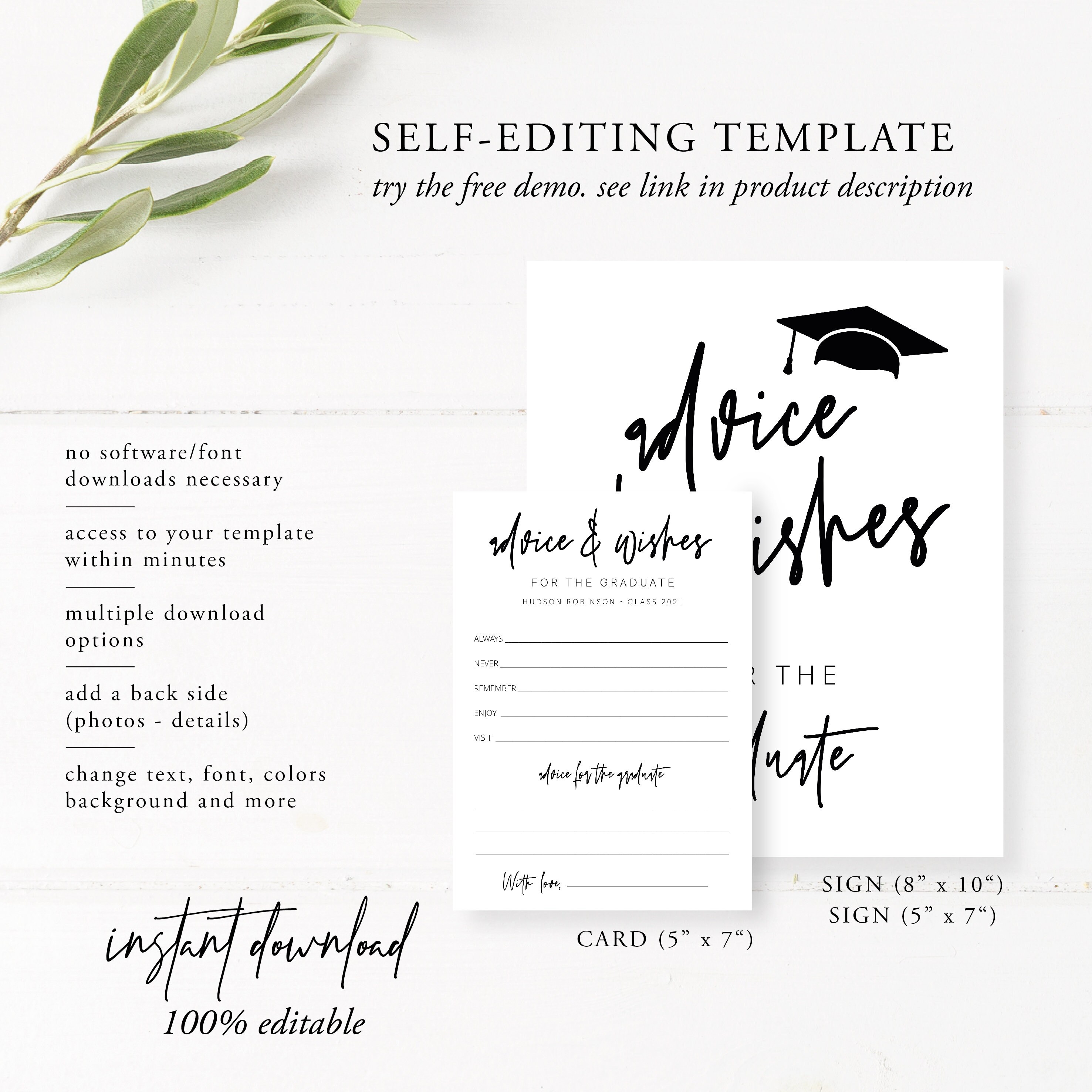 Graduation Advice Cards and Sign Advice and Wishes Sign - Etsy