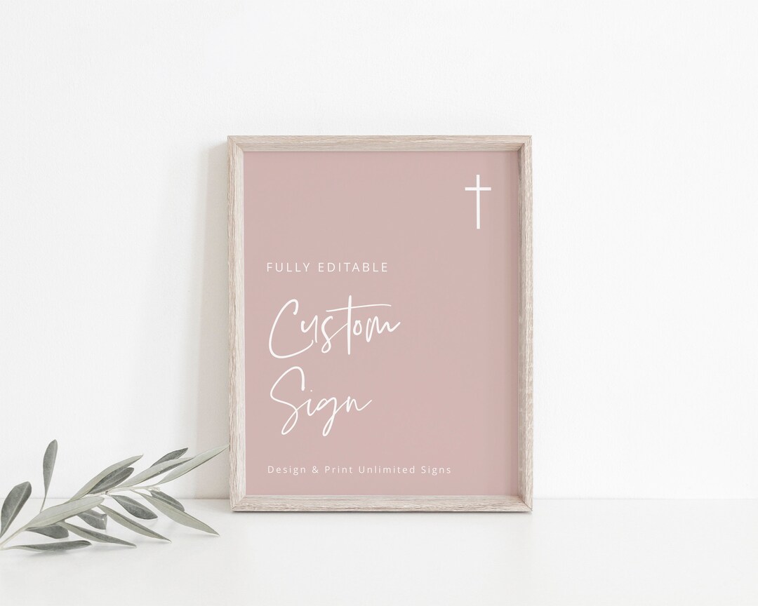 Dusty Pink Baptism Custom Sign Template, Minimalist Pink Baptism, Table ...
