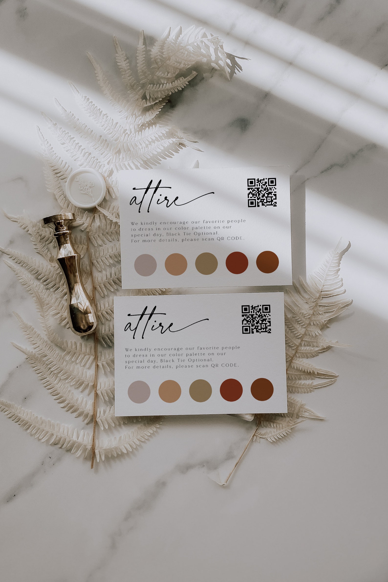 Wedding Attire Card Template Wedding Color Palette Card QR - Etsy