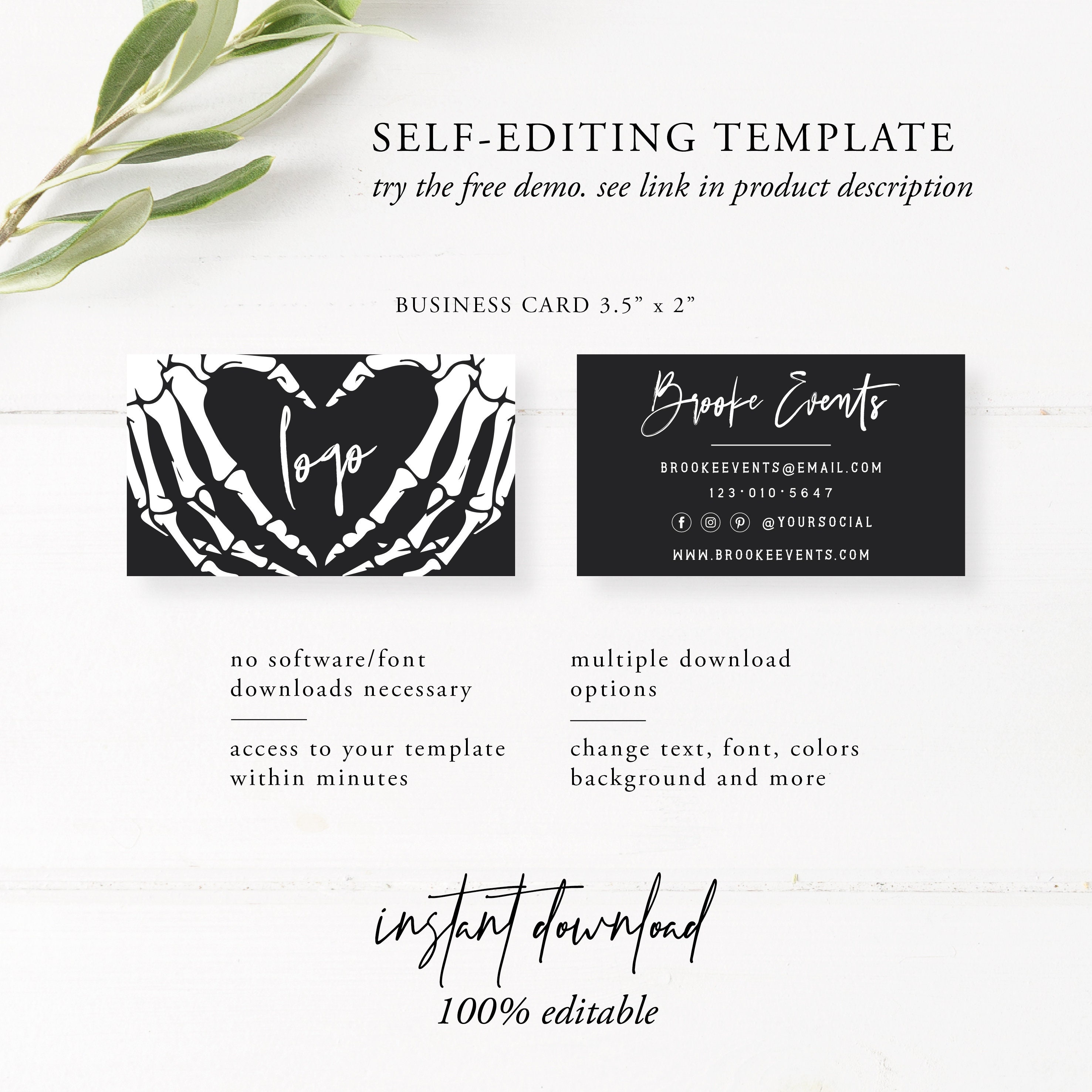 Business Card Template, Halloween Business Cards, Gothic Business Card ...