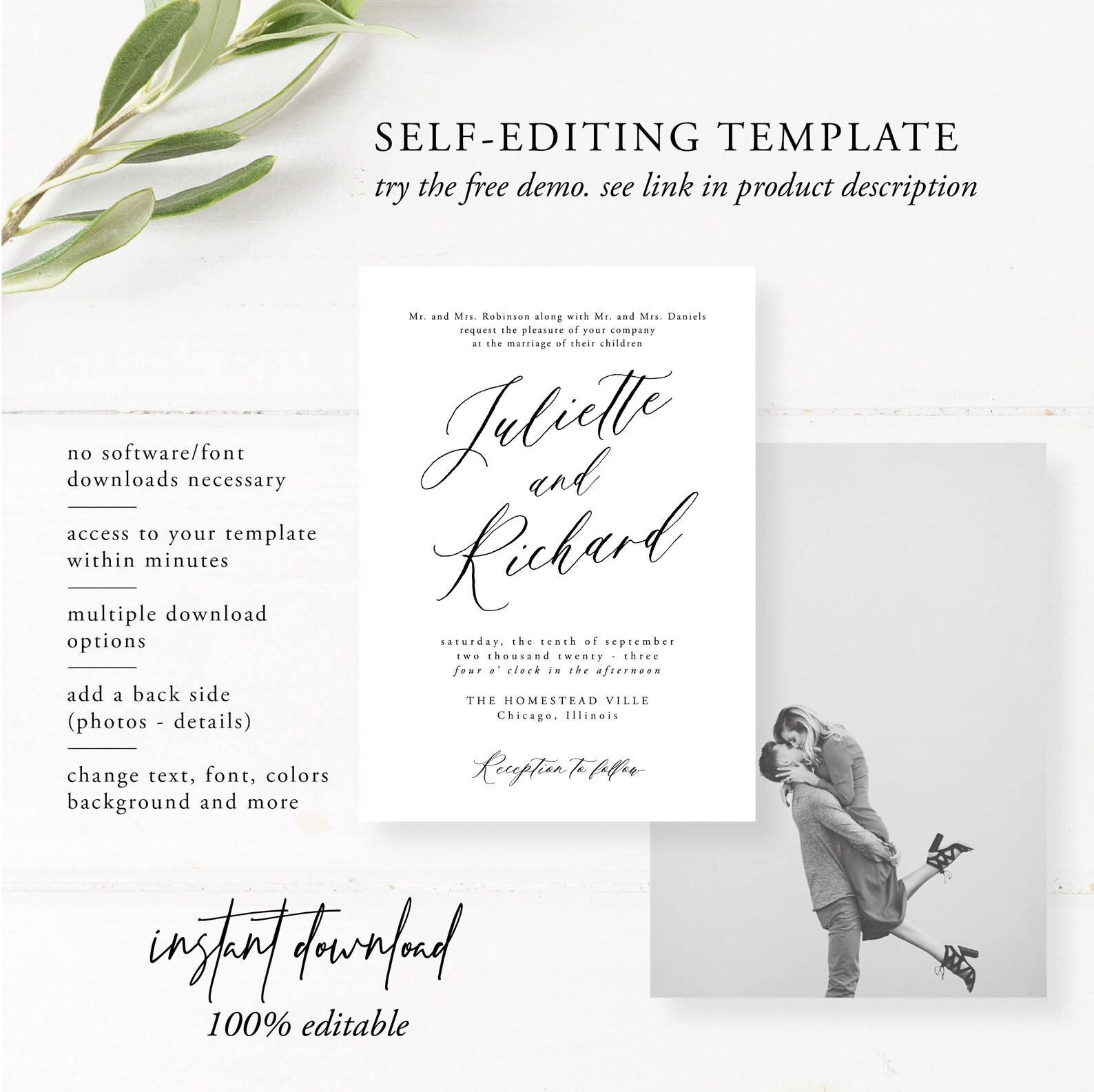 Elegant Wedding Invitation Set Calligraphy Elegant Font - Etsy