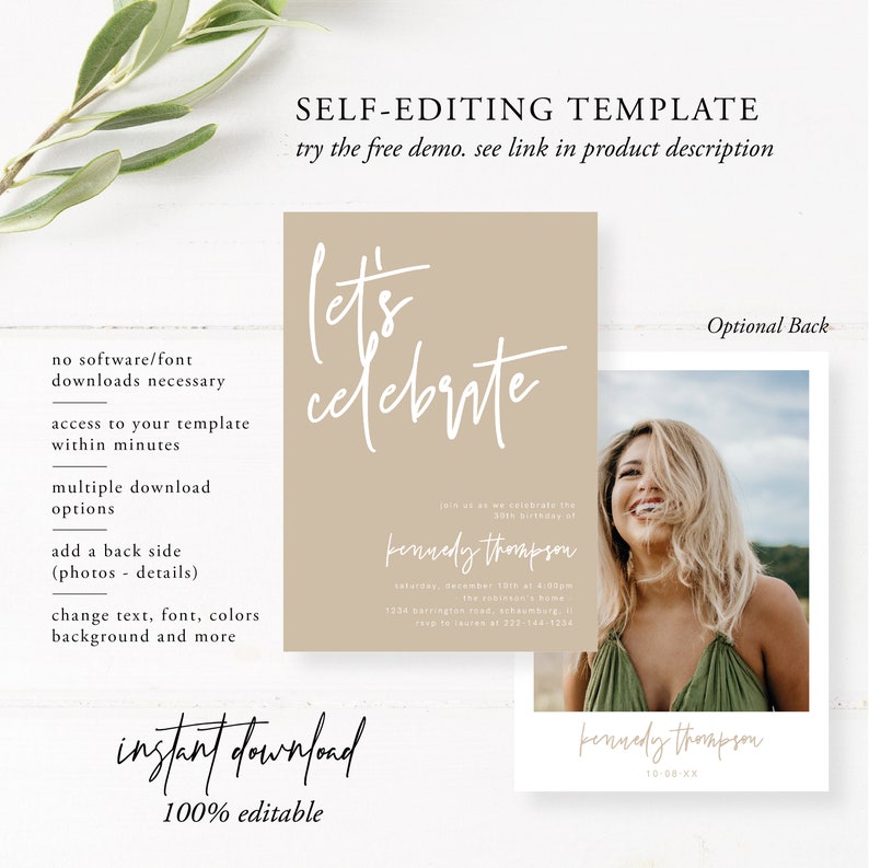 Let's Celebrate Party Invitation Editable Template - Etsy