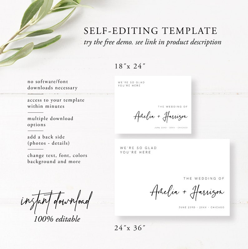 Wedding Welcome Sign Horizontal Welcome Sign Welcome Poster - Etsy