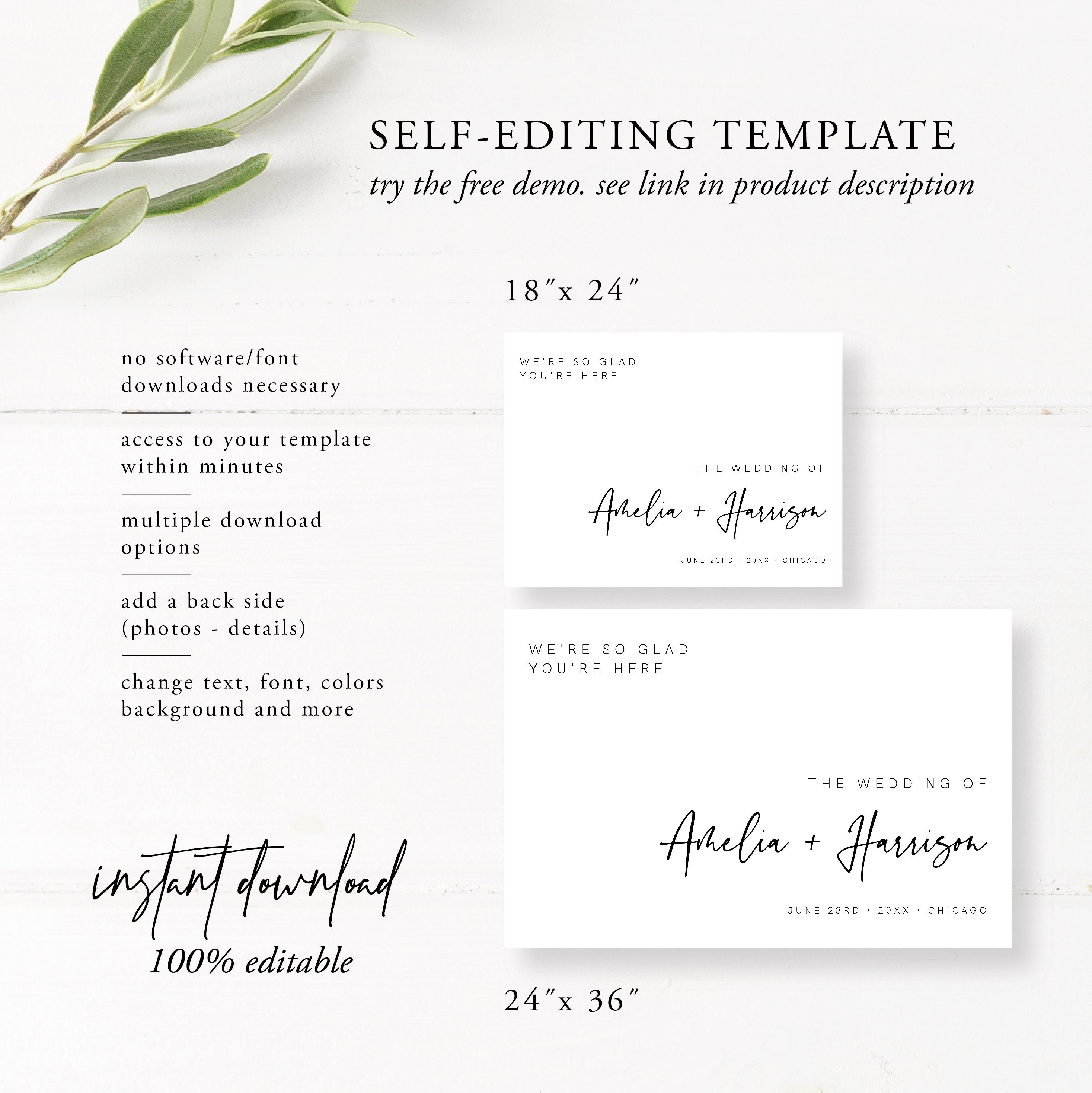 Wedding Welcome Sign Horizontal Welcome Sign Welcome Poster - Etsy