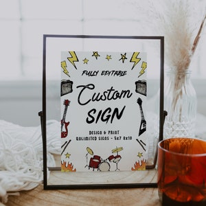 Rock and Roll Custom Sign, Rocked Birthday, Rock Star Baby Shower Sign ...