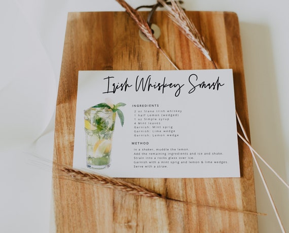 Cocktail Recipe Card Template Personalized Recipe Card Bar - Etsy Cocktail Recipe Card Template Personalized Recipe Card Bar - Etsy