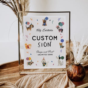 Dog Party Custom Sign Template, Puppy Birthday Party, Modern Dog Theme ...