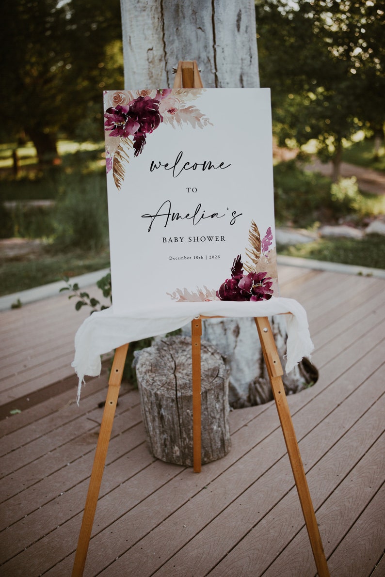 Welcome Sign Pampas Grass Baby Shower Bohemian Welcomebaby - Etsy
