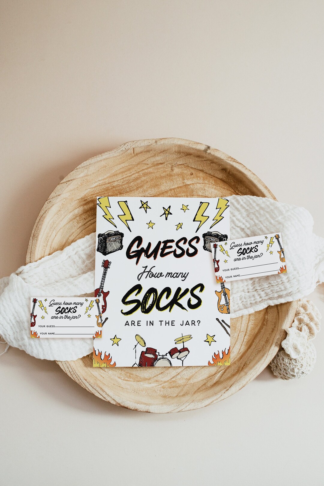 Guess How Many Socks Are in the Jar Game, Rock Baby Shower Game ...