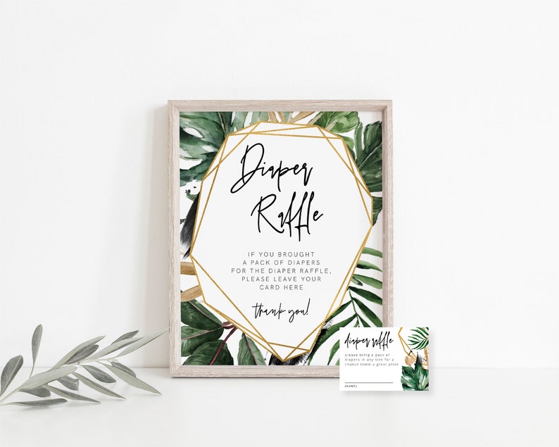 Tropical Diaper Raffle Sign Palm Diaper Raffle Cards Beach - Etsy
