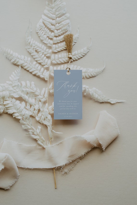Dusty Blue Favor Tag Template Dusty Blue Wedding Thank You - Etsy