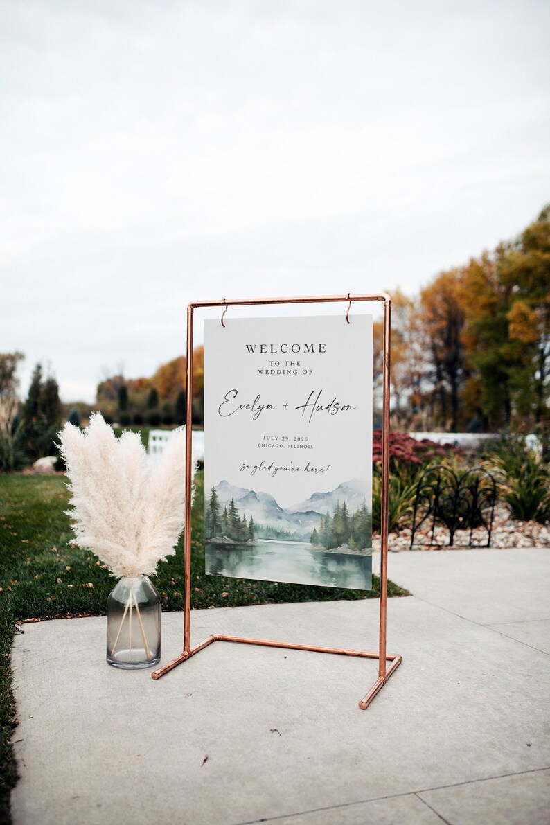 Mountain Welcome Sign, Woodland, Printable Wedding Rustic Mountain ...