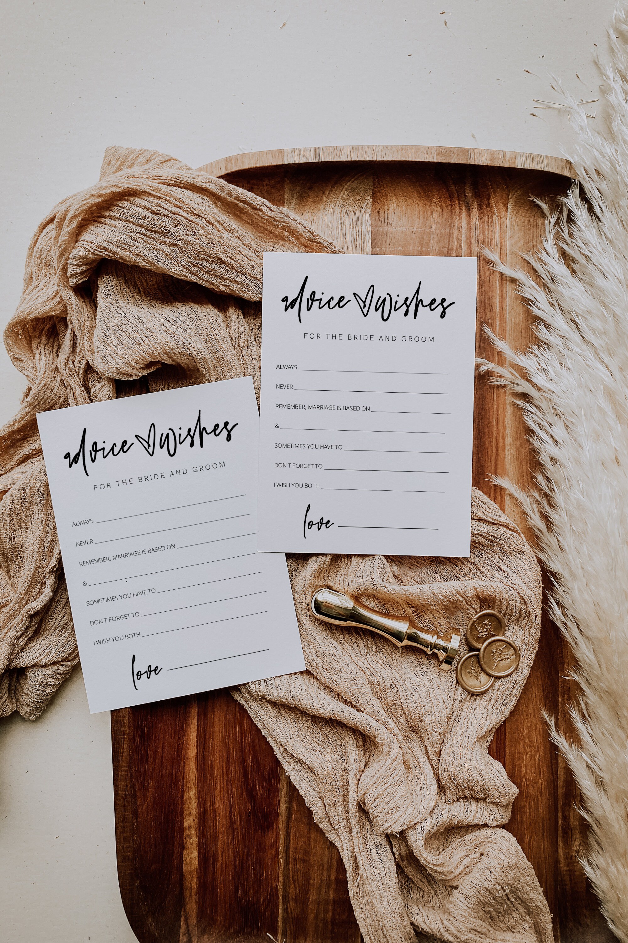 Modern Advice for the Bride and Groom Card Template, Advice Cards ...