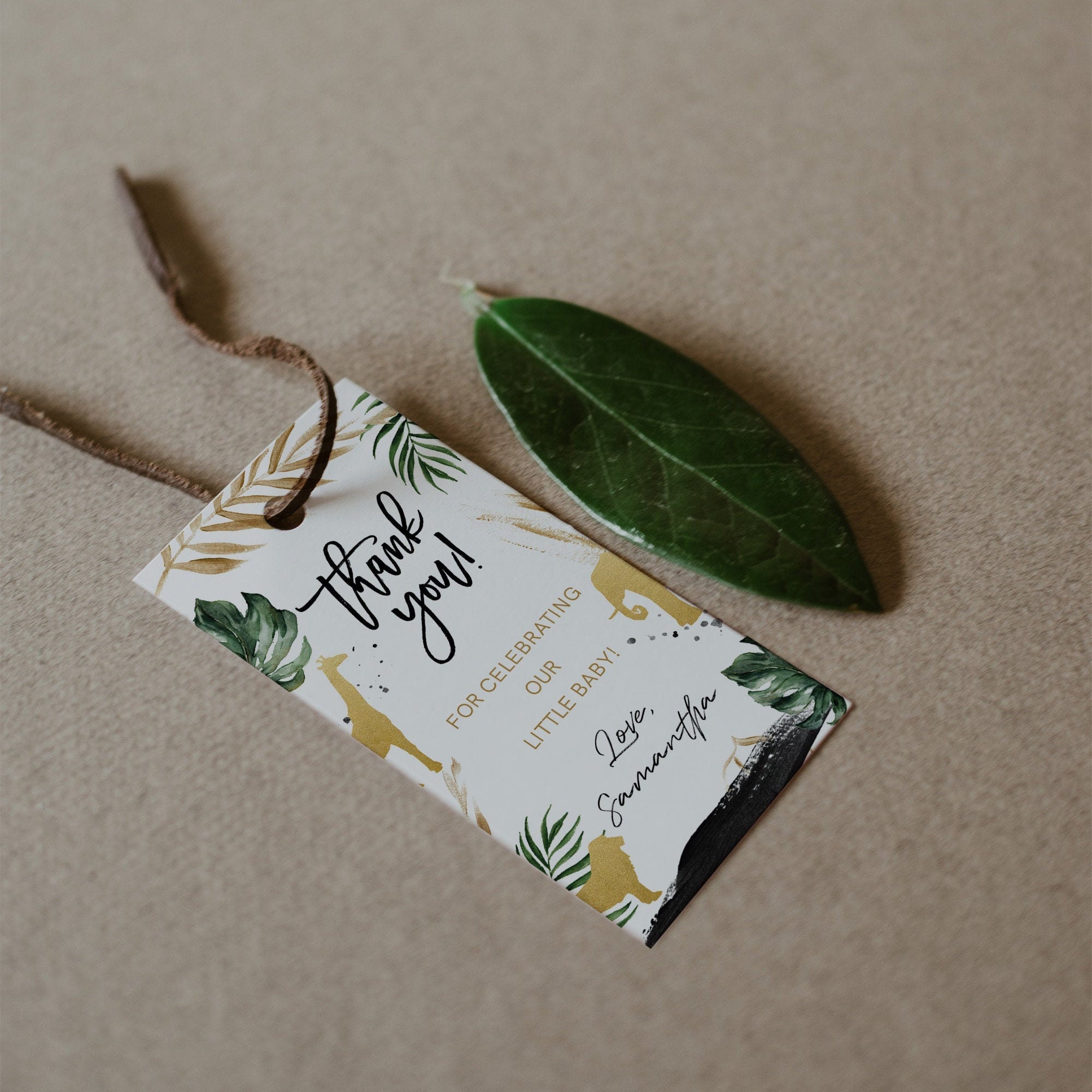 Safari Favor Tag Safari Baby Shower Gold Jungle Favor Tag - Etsy