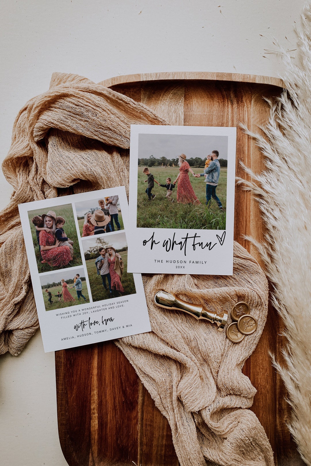 Oh What Fun Card Template, Photo Collage, With Picture, Printable, 100% ...