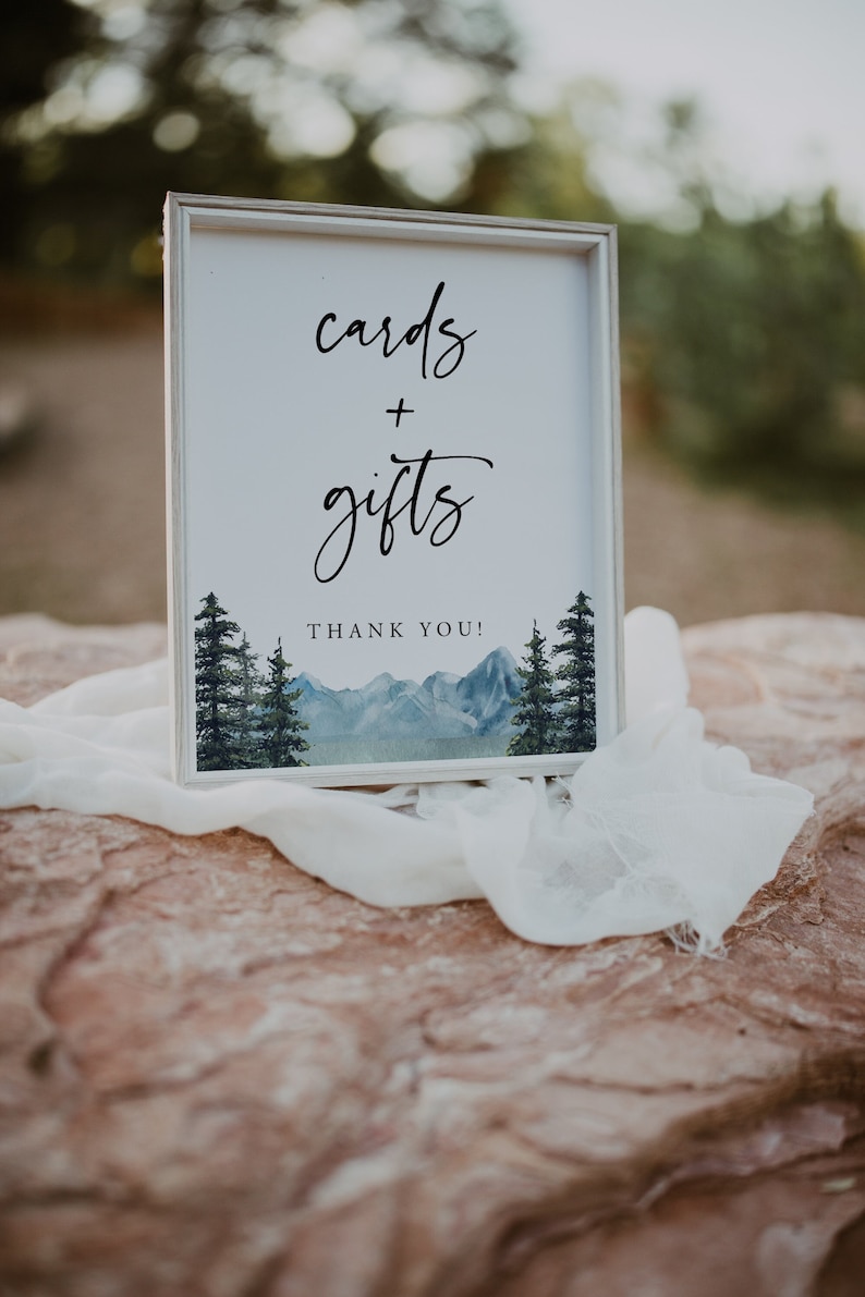 Mountain Cards and Gifts Sign Printable Mountain Wedding - Etsy