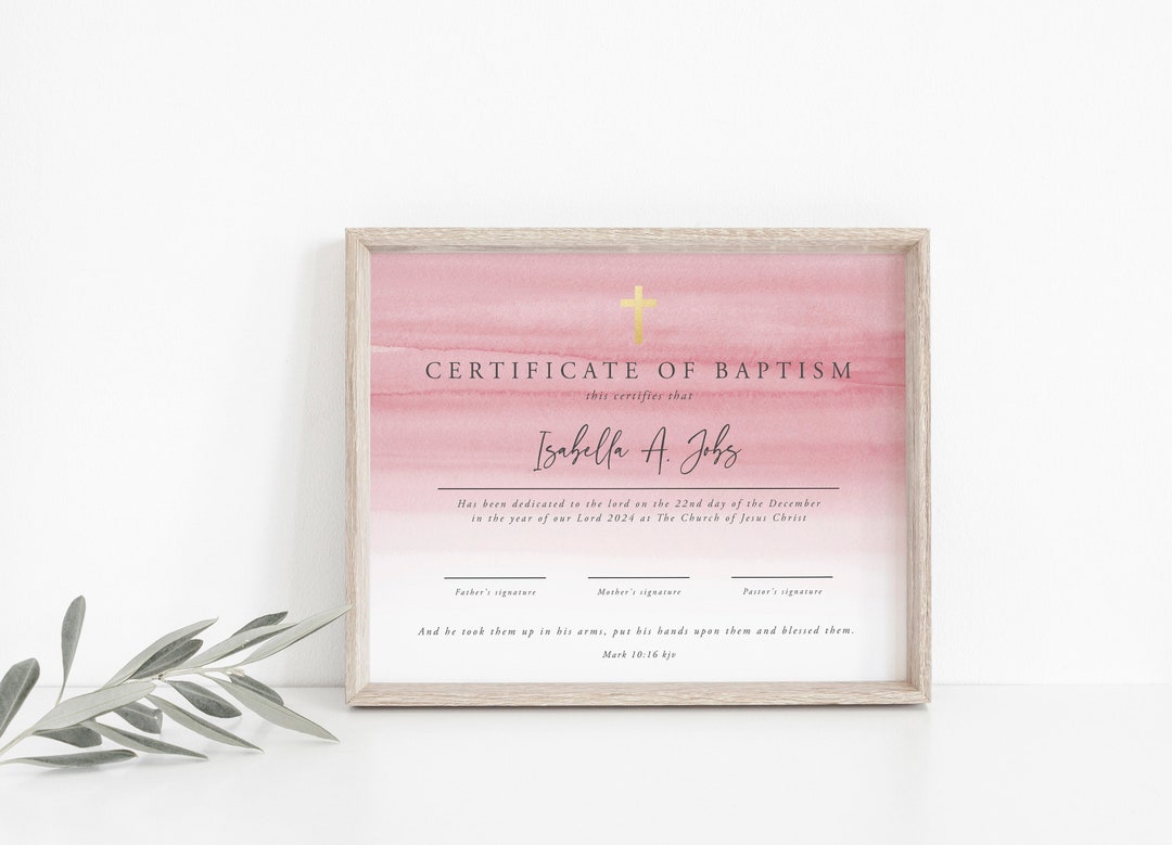 Baby Dedication Certificate Template, Child Dedication, Printable ...