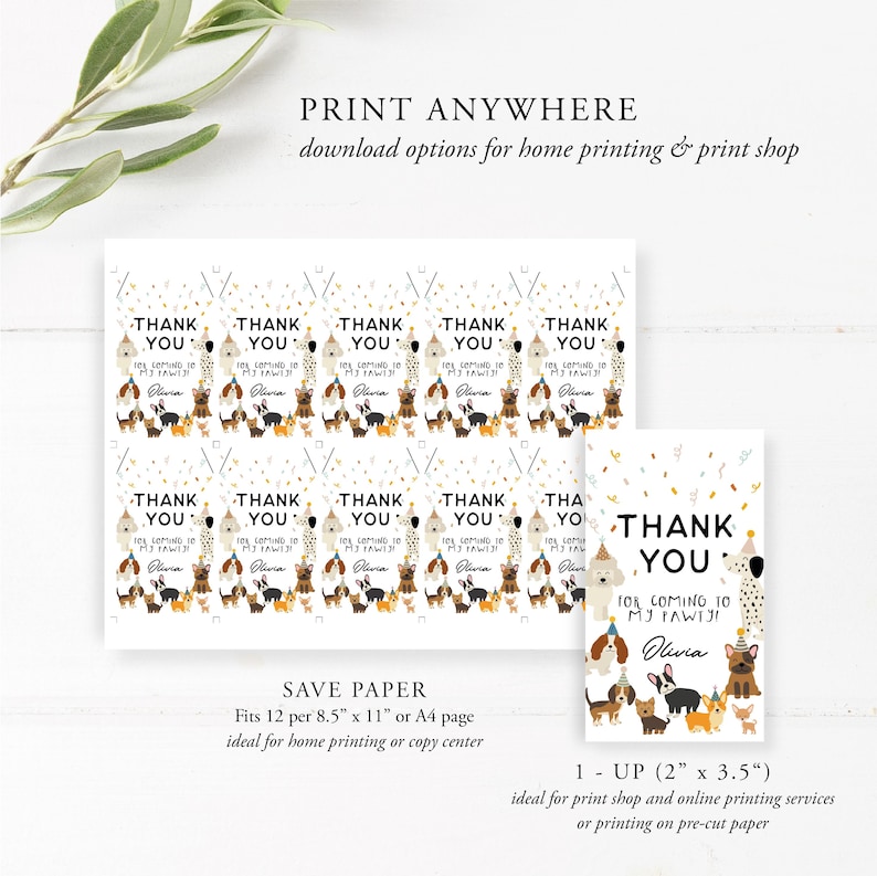 Editable Puppy Party Favor Tags, Dog Party Thank You Tags, Dog Pawty ...