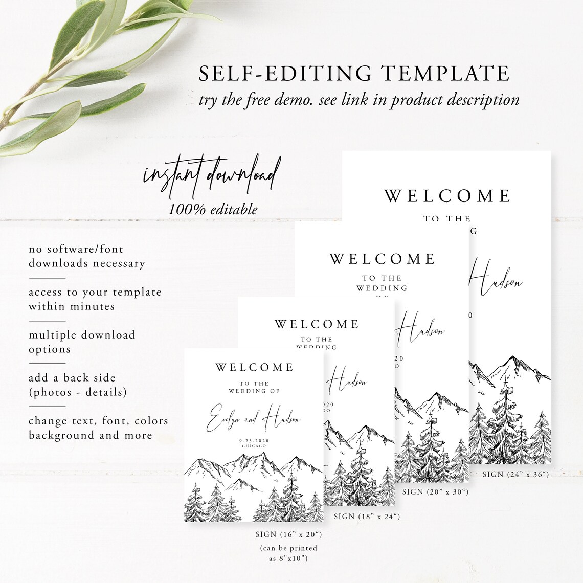 Mountain Welcome Sign Woodland Printable Wedding Rustic - Etsy