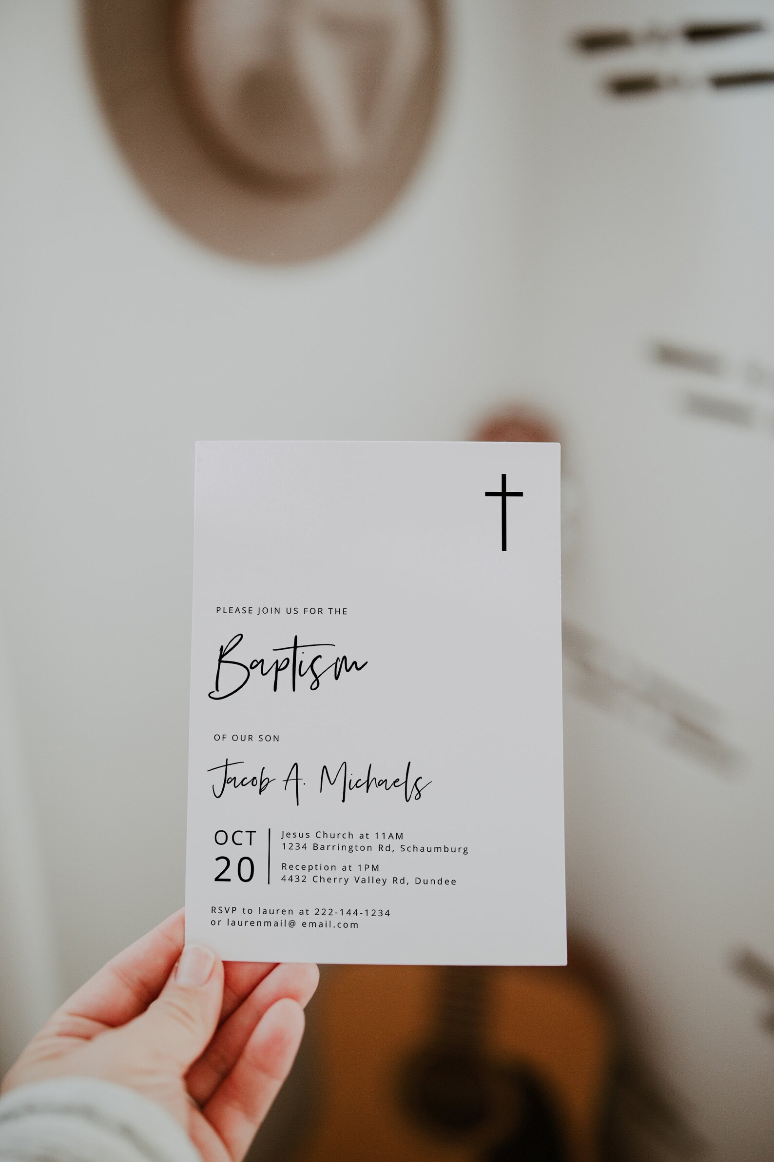 Modern Minimalist Baptism Invitation Template, Simple Baptism ...