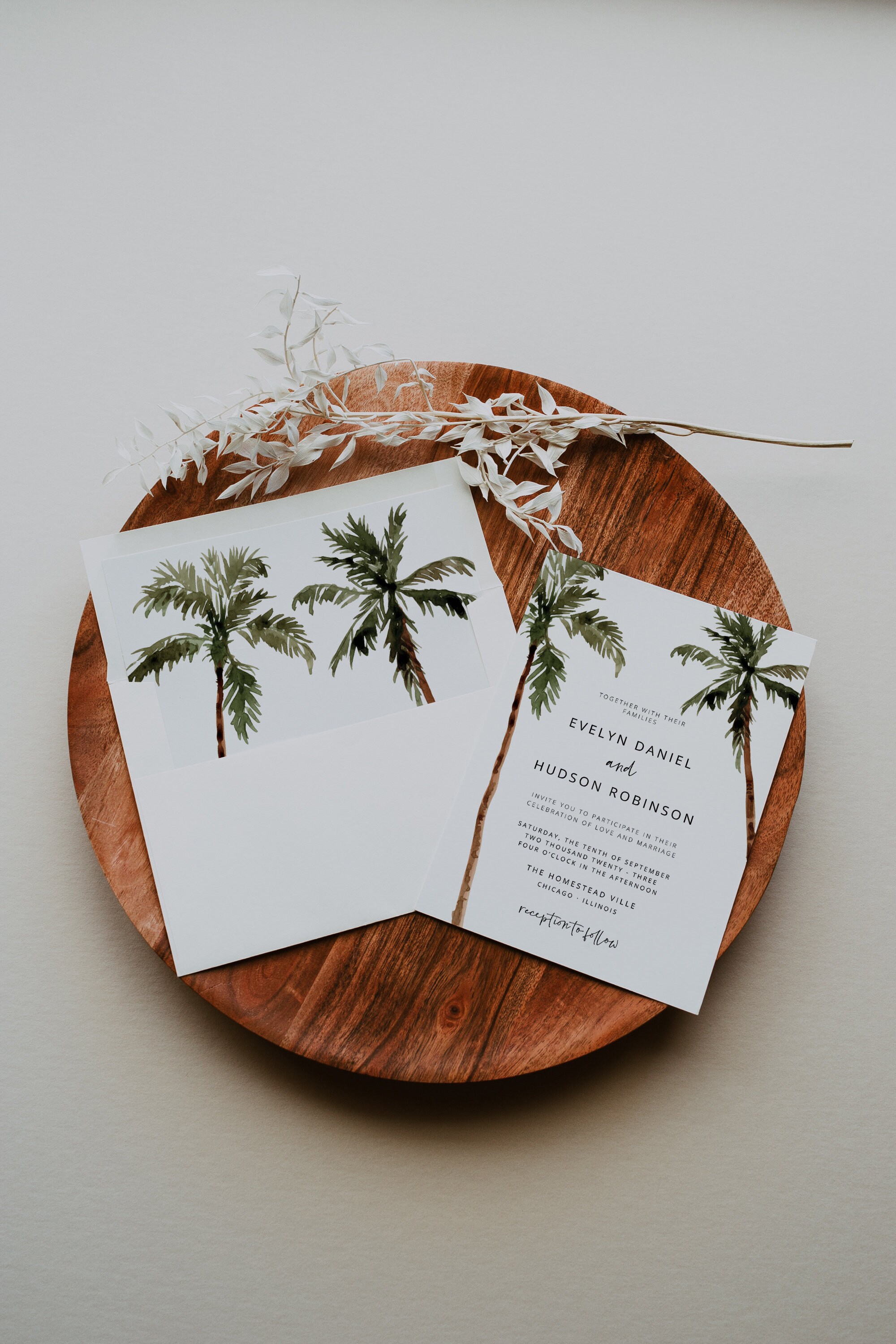 Palm Envelope Liner Template, Printable Tropical Envelope Flap ...