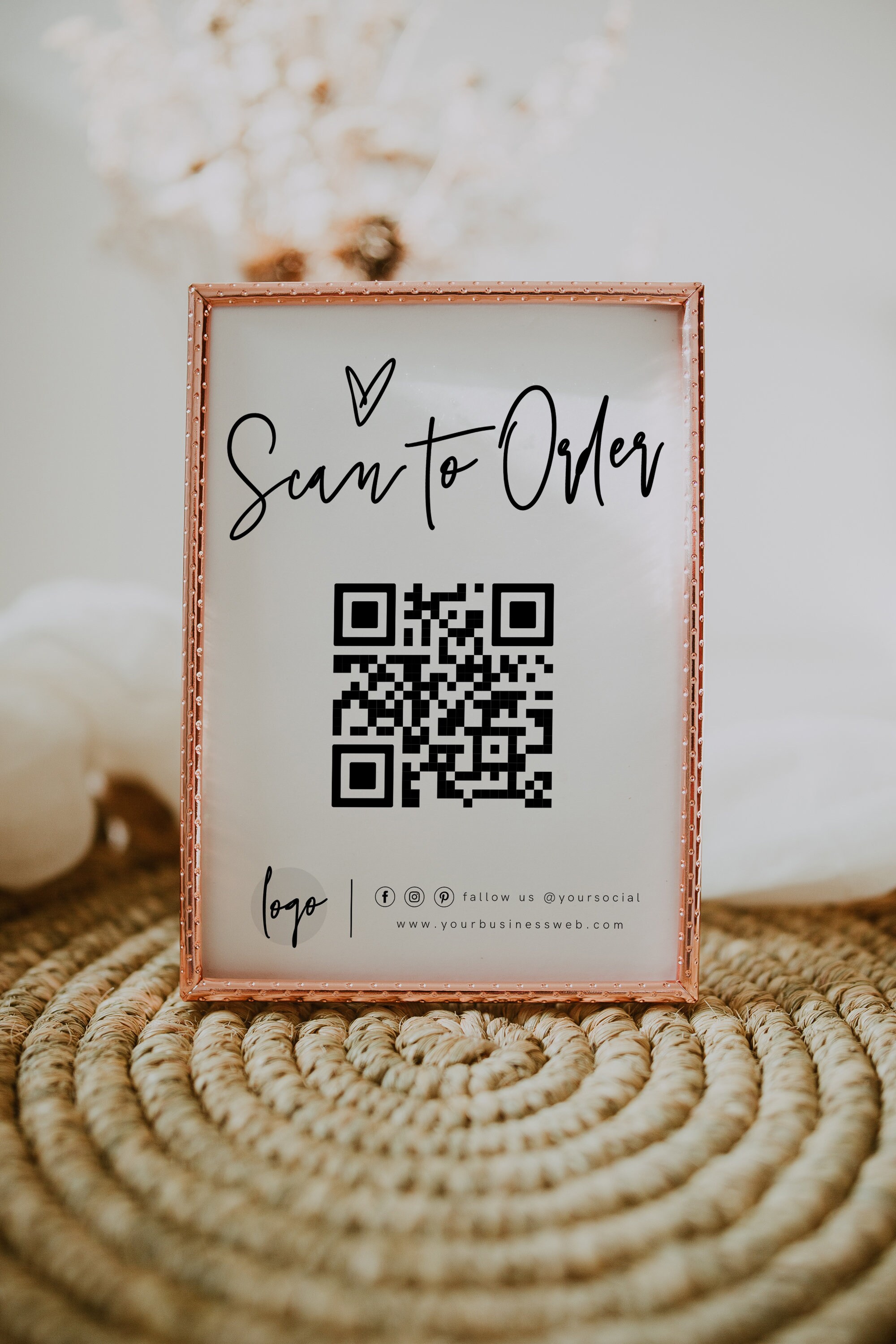 Menu QR Code Sign Modern Menu QR Code Scan to Order Scan to | Etsy