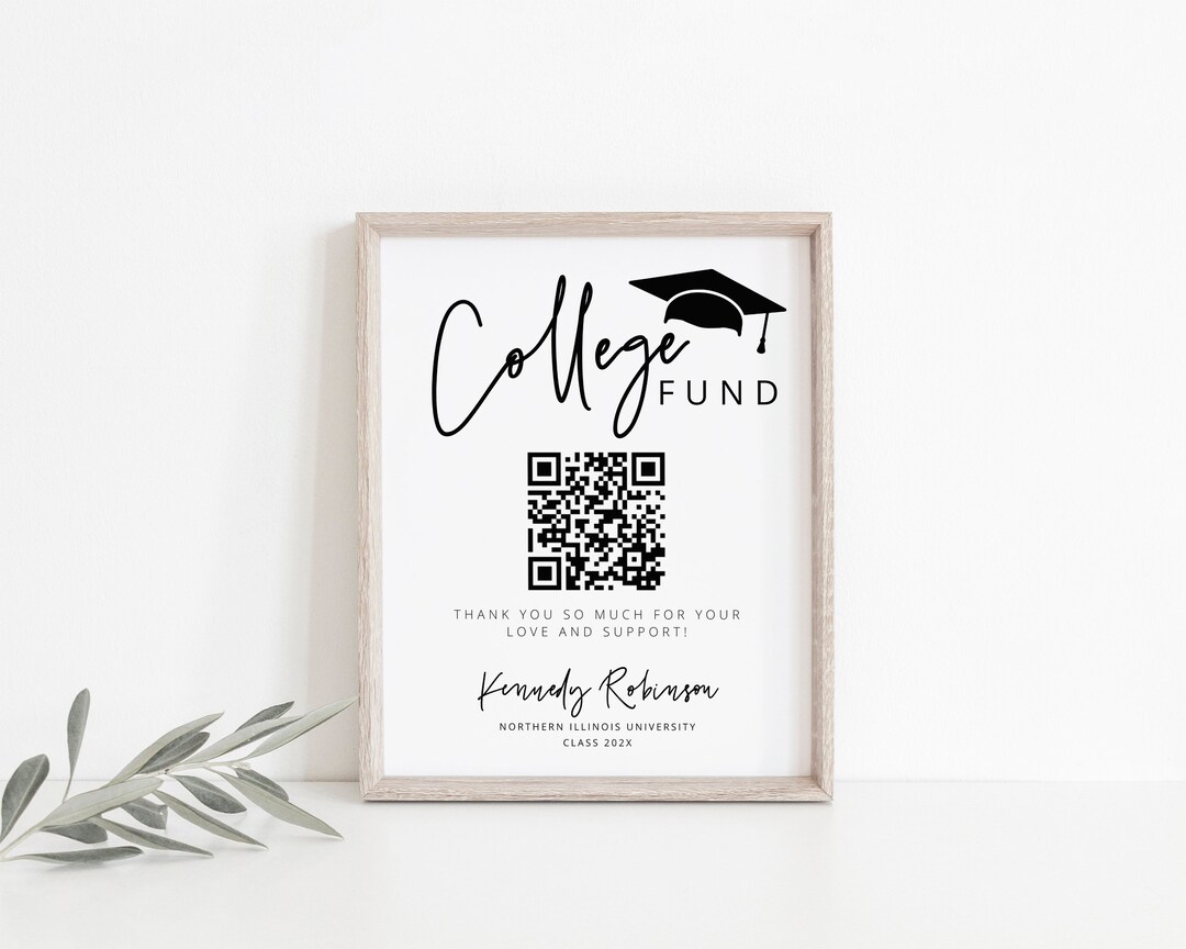 College Fund Sign, Graduation QR Code Sign Printable, Graduation Venmo ...