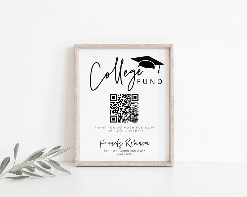 College Fund Sign Graduation QR Code Sign Printable - Etsy