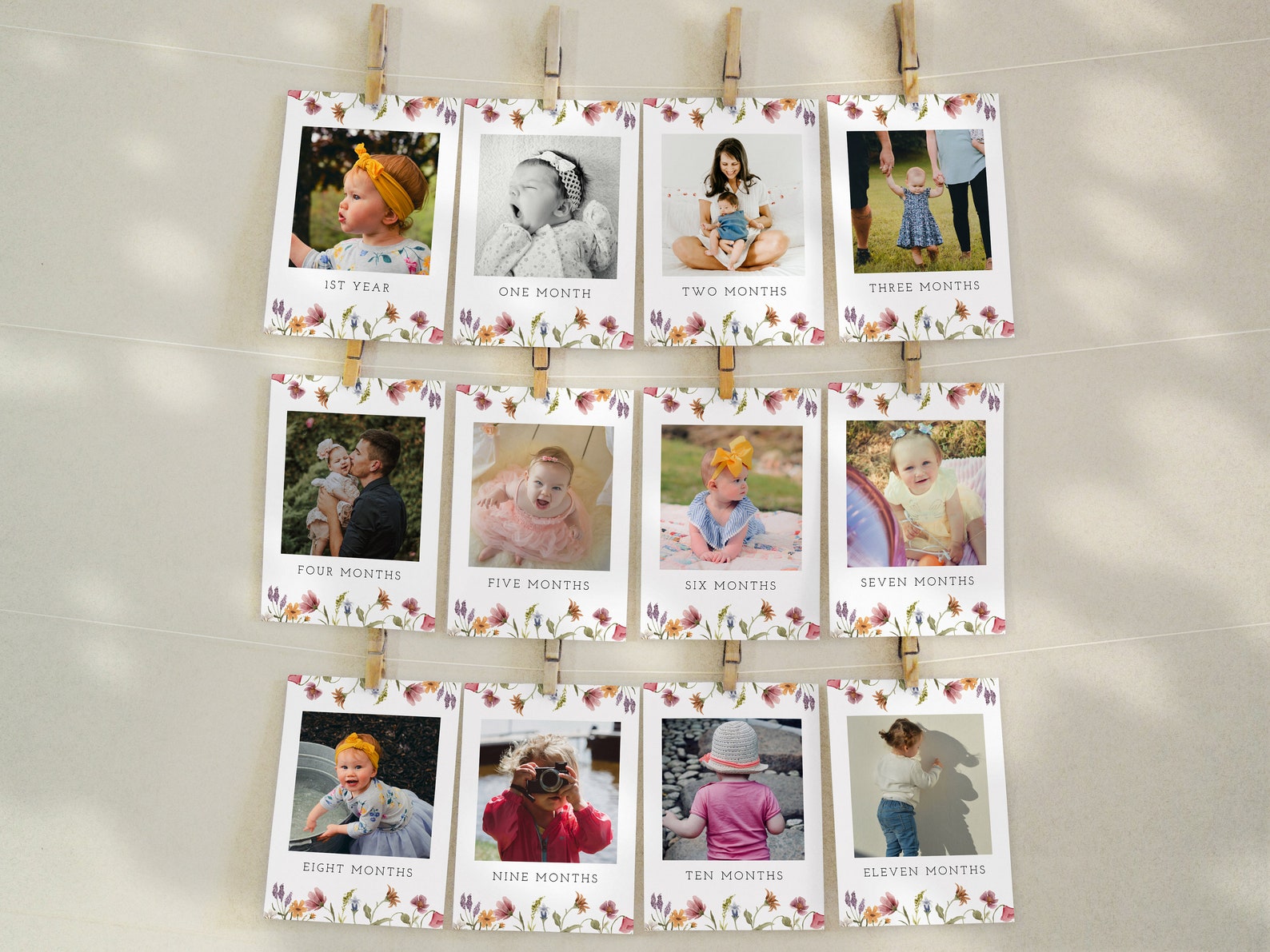 First Year Photos 1st Birthday Photo Display Banner Monthly - Etsy