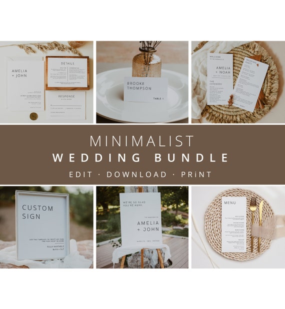 Minimalist Clean Wedding Bundle Wedding Essential Template - Etsy