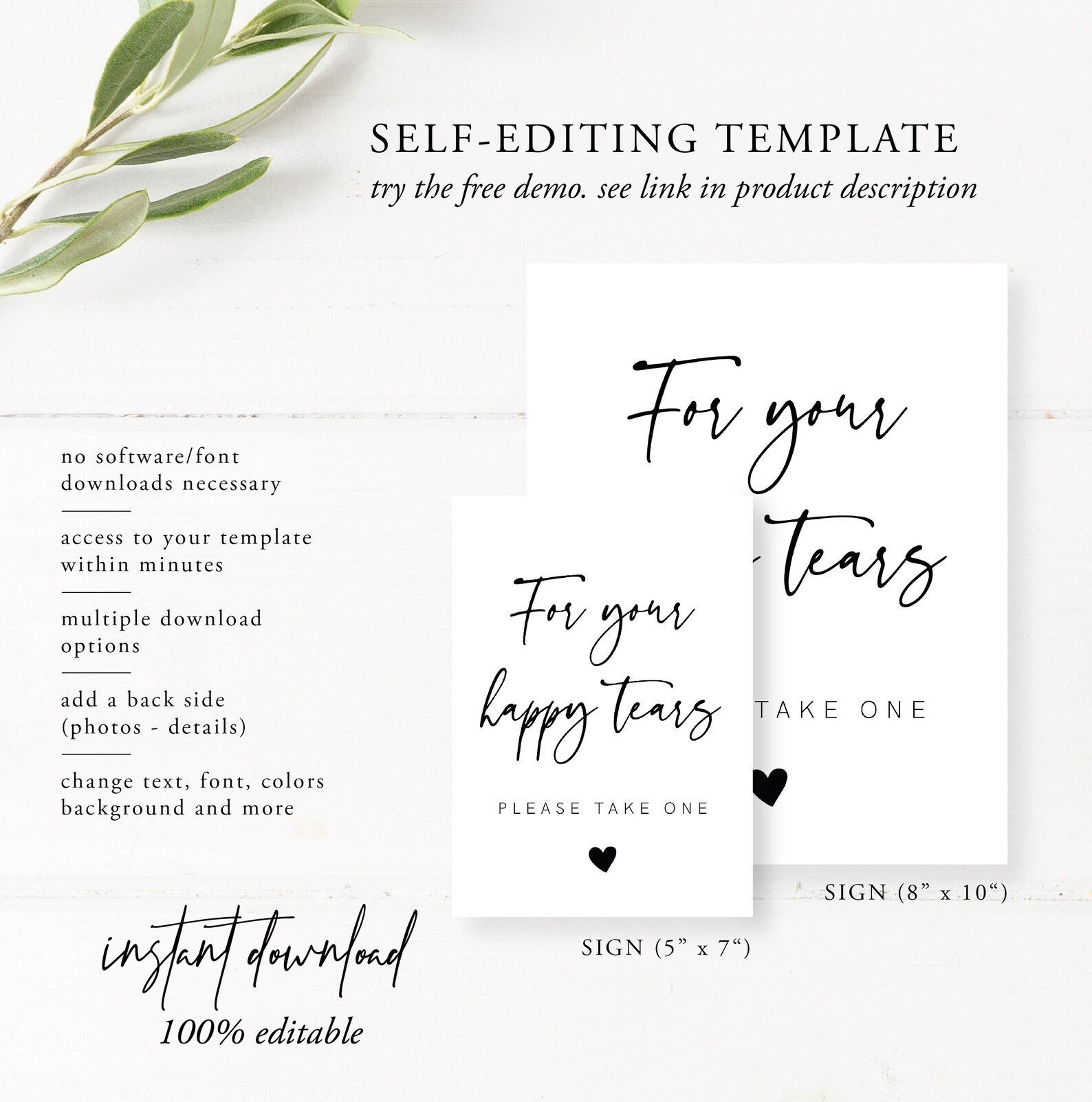 For Your Happy Tears Sign Template Wedding Tissues Sign - Etsy