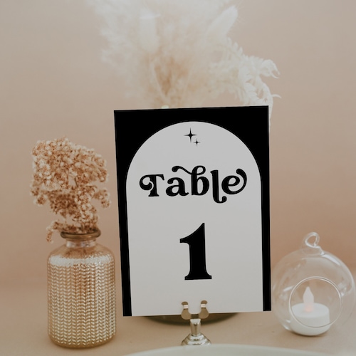 Retro Table Number Card Template Retro Wedding Table Number - Etsy
