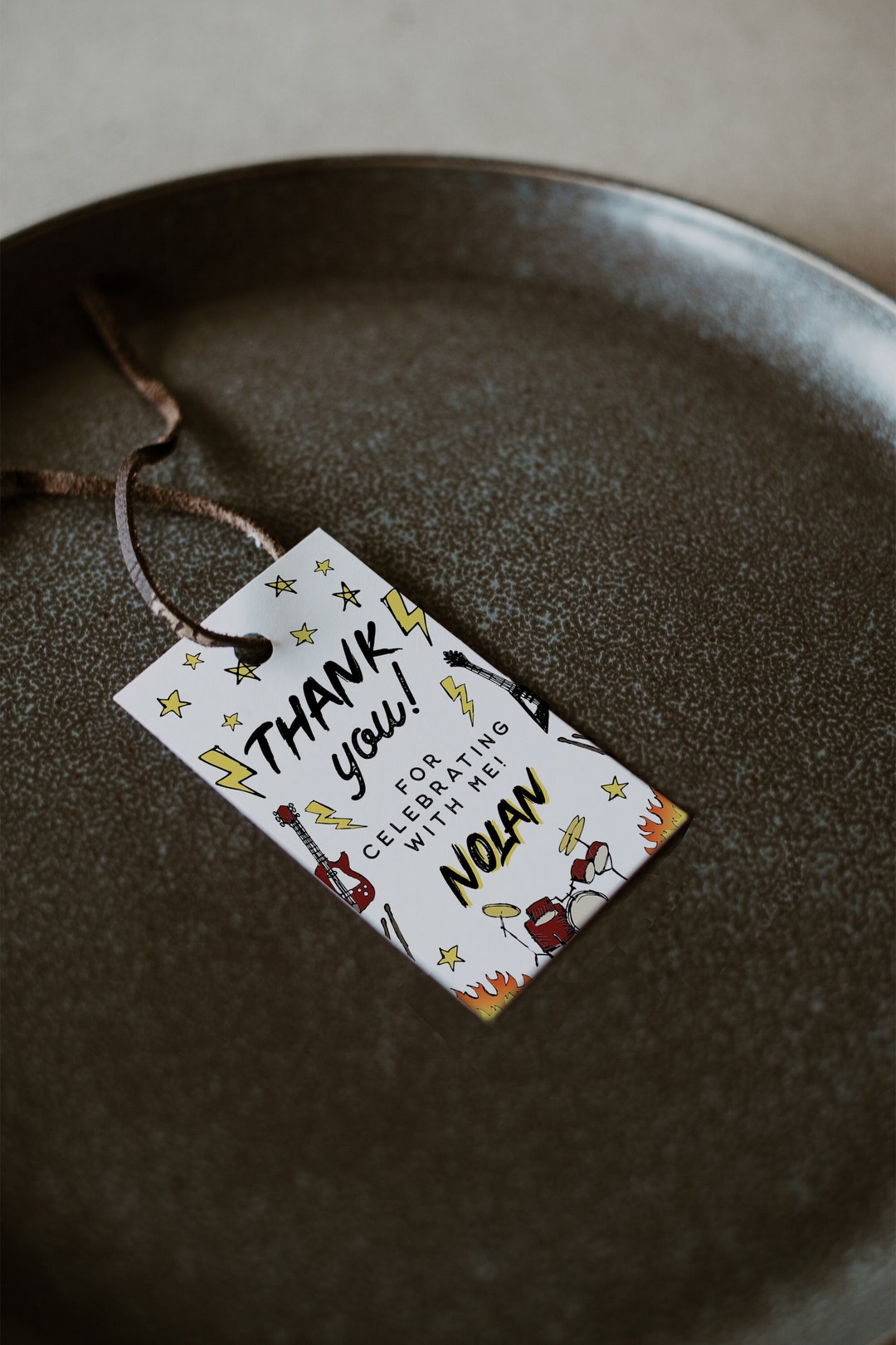 Rock and Roll Favor Tag Template, Rocked One Year 1st Birthday Tag ...