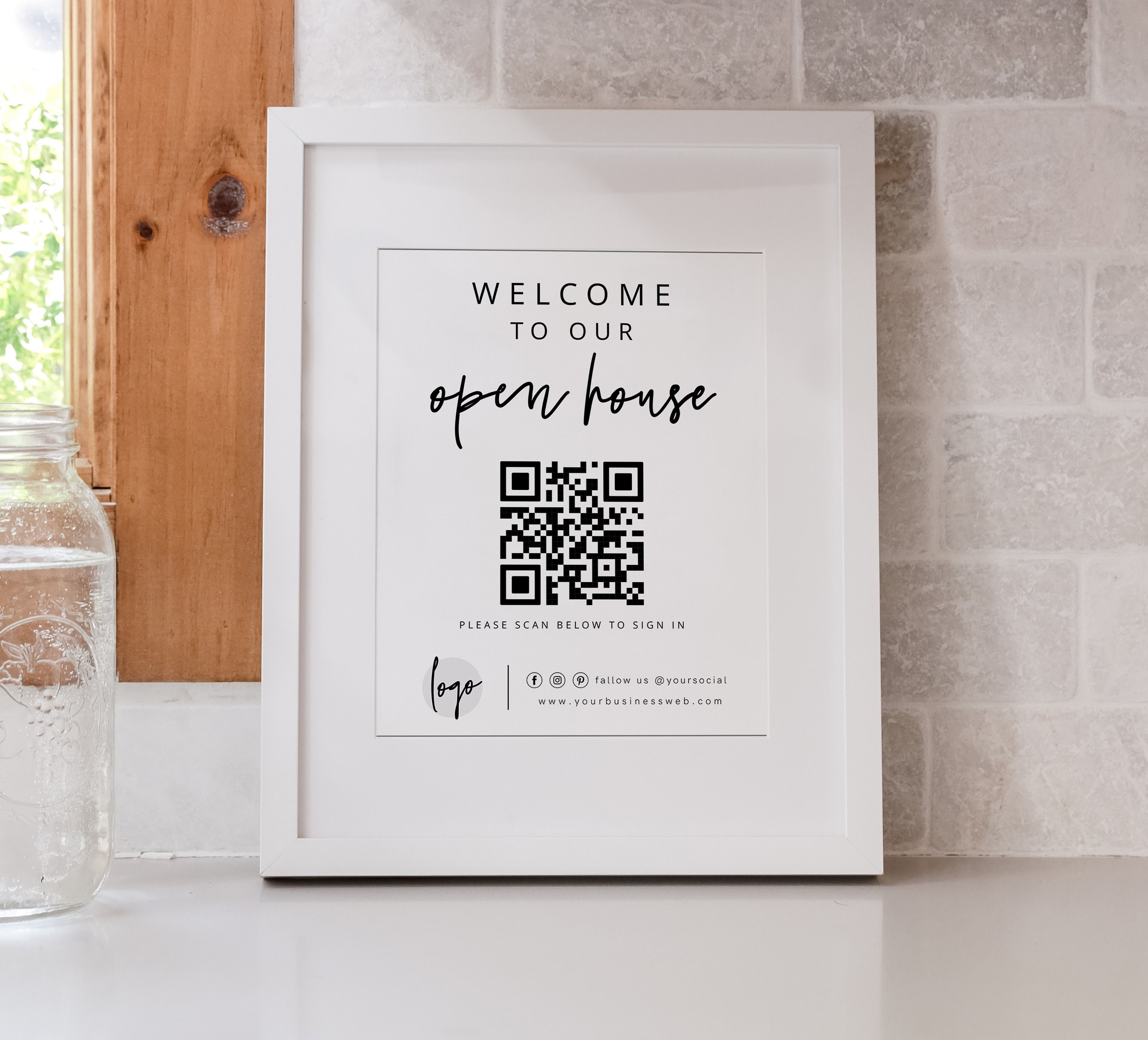 Open House Sign in Sheet W/ QR Code Template Printable Sign - Etsy