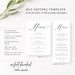 Elegant Menu Template, Calligraphy Wedding Menu, Menu Printable Wedding ...