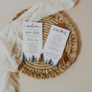 Pine Wedding Program Template, Mountain Wedding Program, Rustic Wedding Program, Lake Printable ...