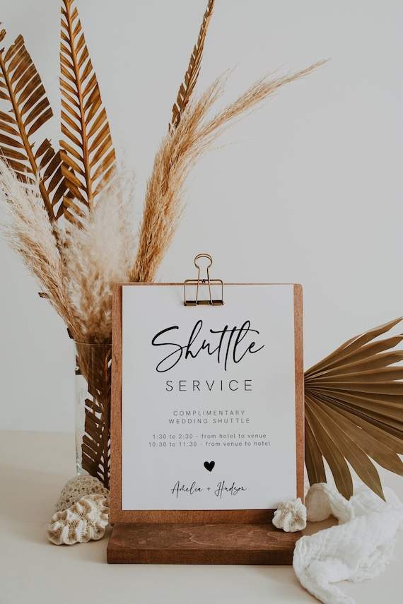 Shuttle Service Wedding Sign Modern Transportation Sign - Etsy