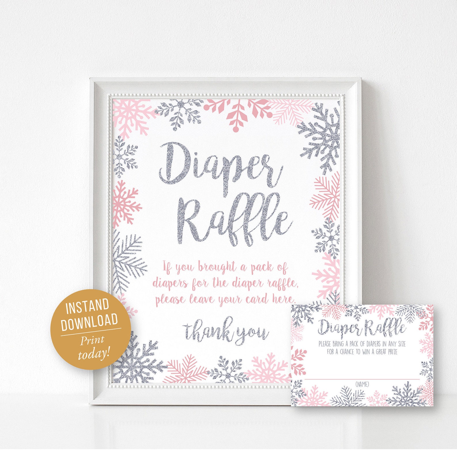 Winter Diaper Raffle Sign Winter Wonderland Baby Shower - Etsy
