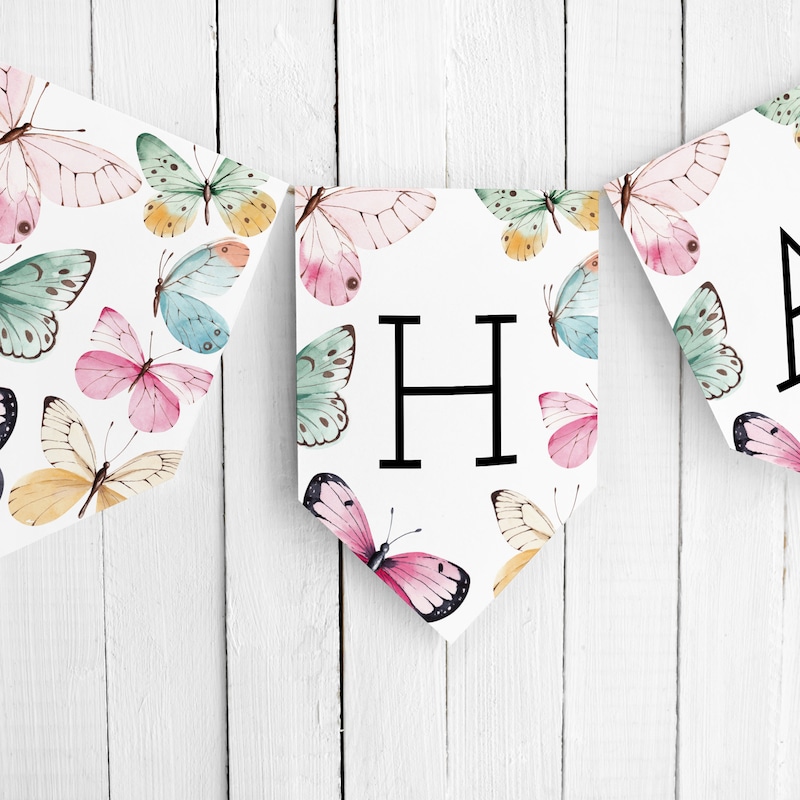 Butterfly Birthday Banner - Etsy