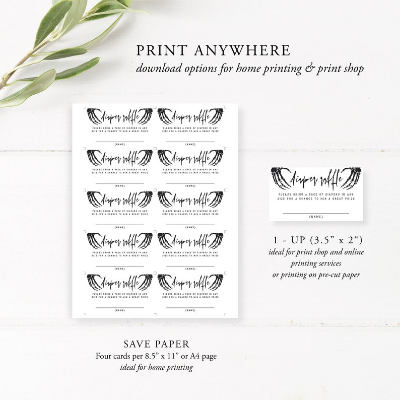 Halloween Diaper Raffle Ticket Printable Baby Shower Diaper - Etsy