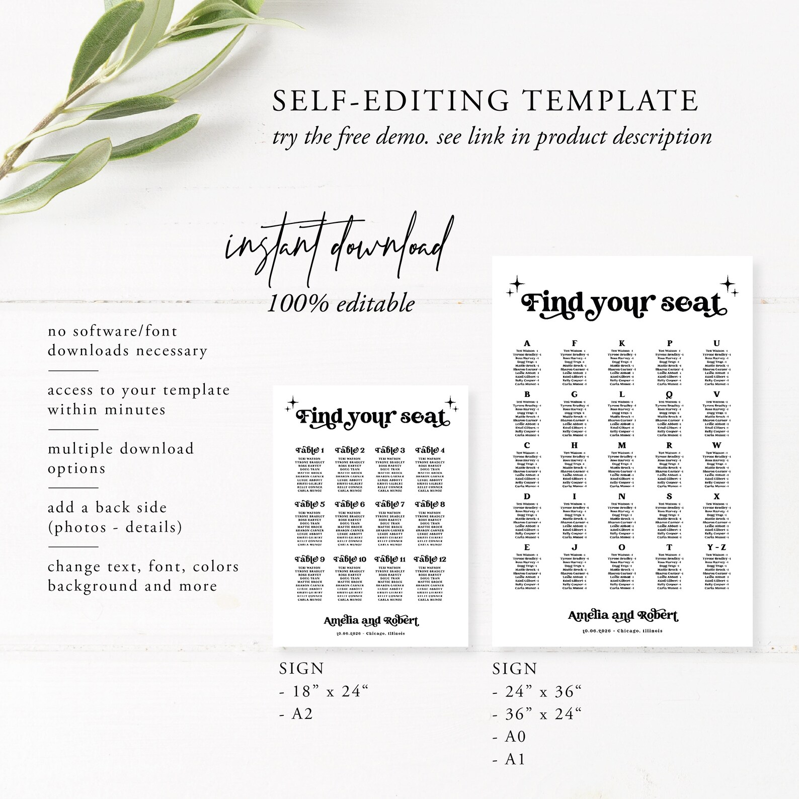 Retro Seating Chart Poster Template Printable Wedding Seating - Etsy