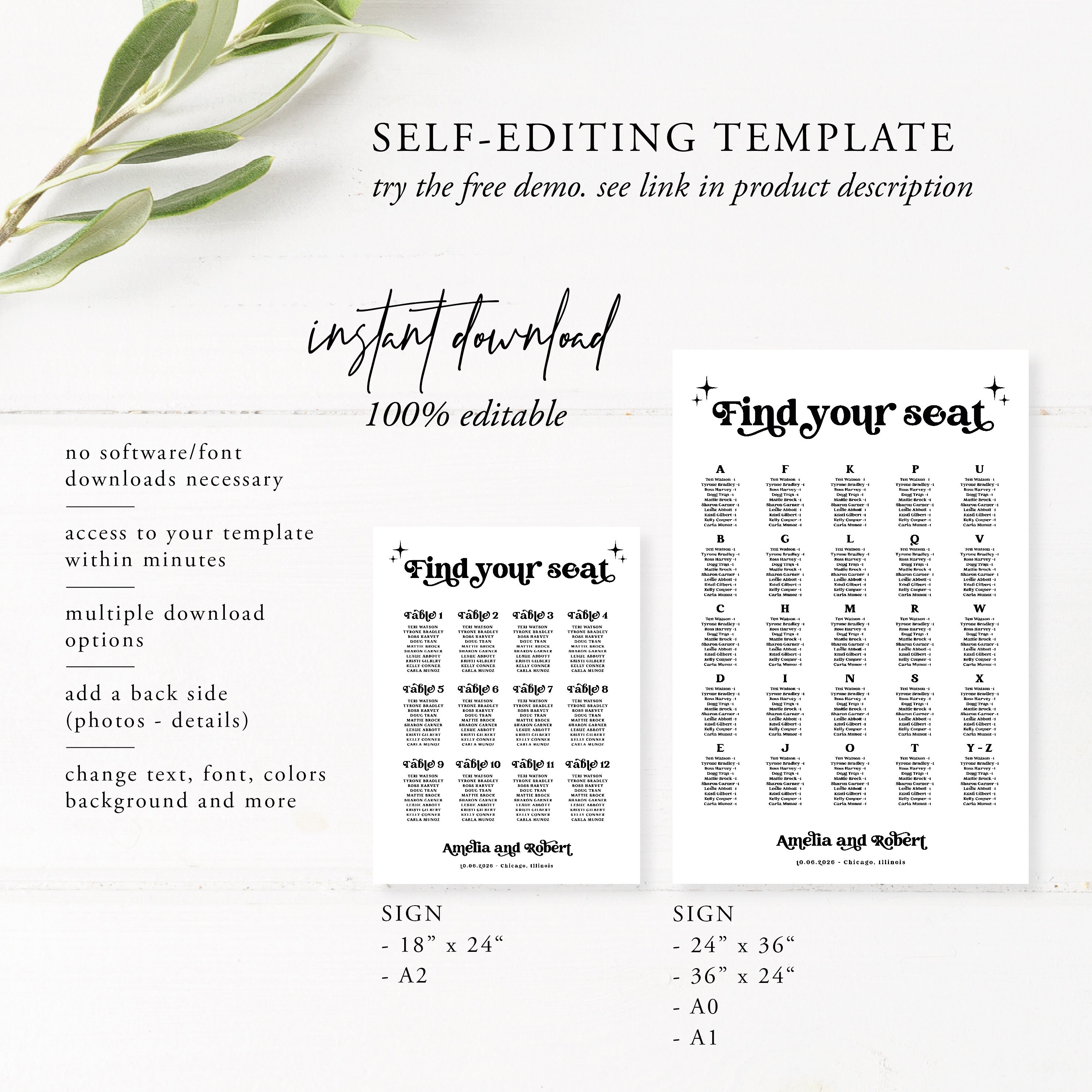 Retro Seating Chart Poster Template Printable Wedding Seating - Etsy