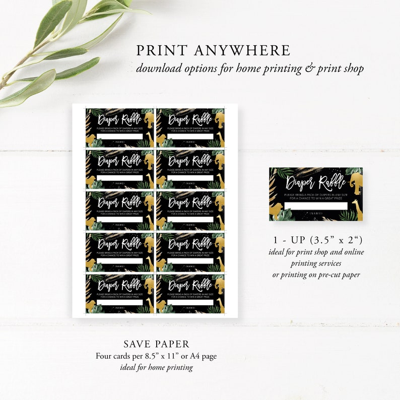 Safari Baby Shower Diaper Raffle Sign 8x10 Gold Jungle - Etsy