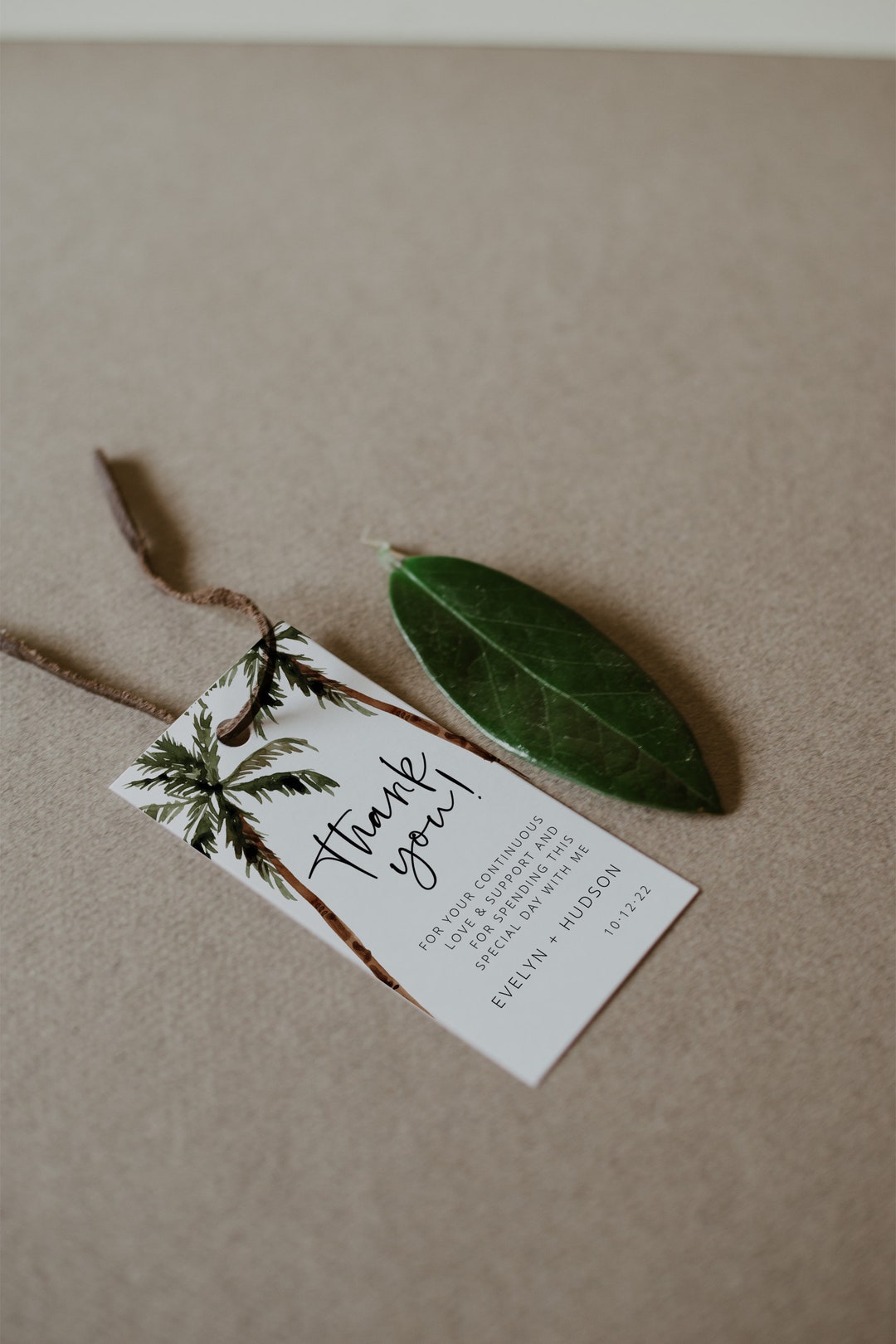 Palm Tree Favor Tag, Wedding Thank You Tag, Bridal Tag, Tropical Tag ...